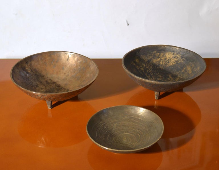 Three Decorative Bronze Mid-Century Modern Bowls at 1stDibs