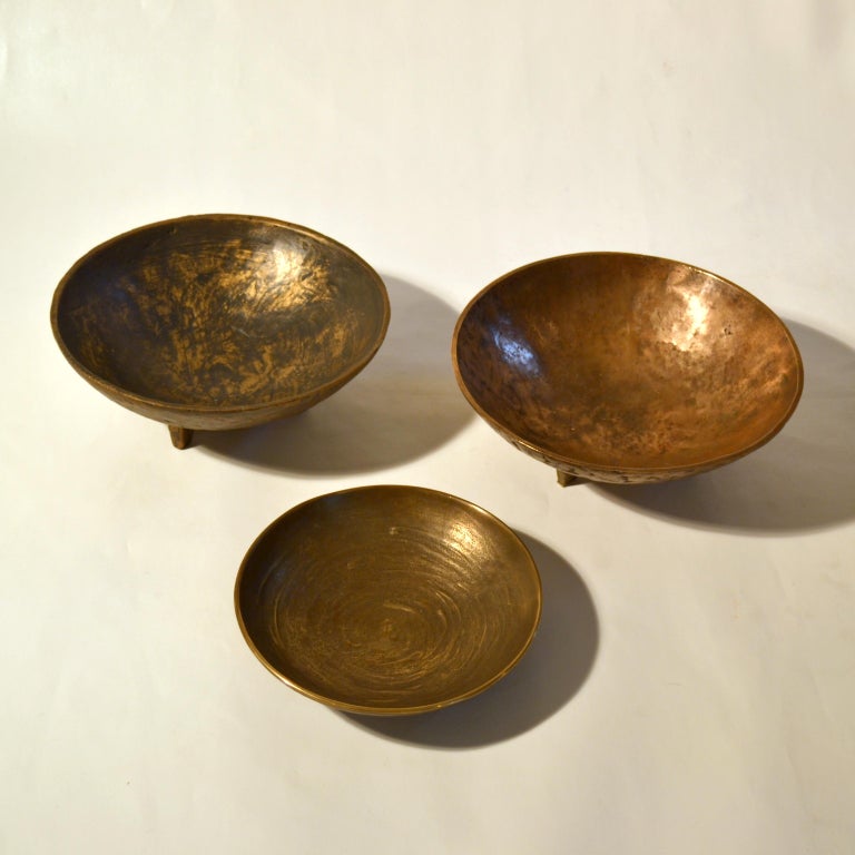 Three Decorative Bronze Mid-Century Modern Bowls at 1stDibs