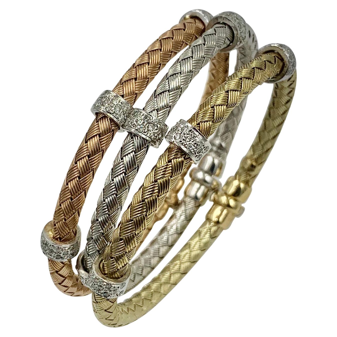 Tiffany and Co. Frank Gehry Diamond Gold Stacking Bracelets at 1stDibs