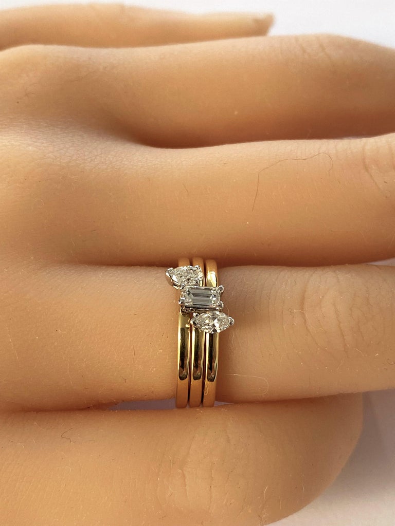 Three-Diamond Yellow Gold Stacking Bands Sold as a Set at 1stDibs