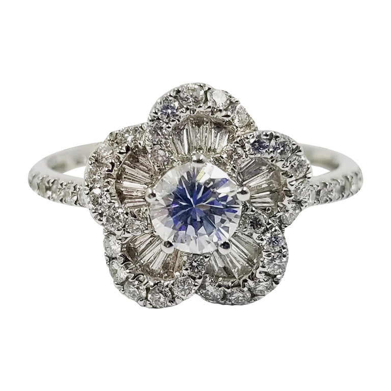 Three Dimensional Diamond Flower Ring For Sale at 1stDibs