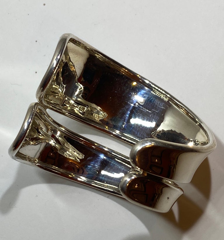Three-Dimensional Yvone Christa Polished Sterling Silver Cuff Bracelet ...