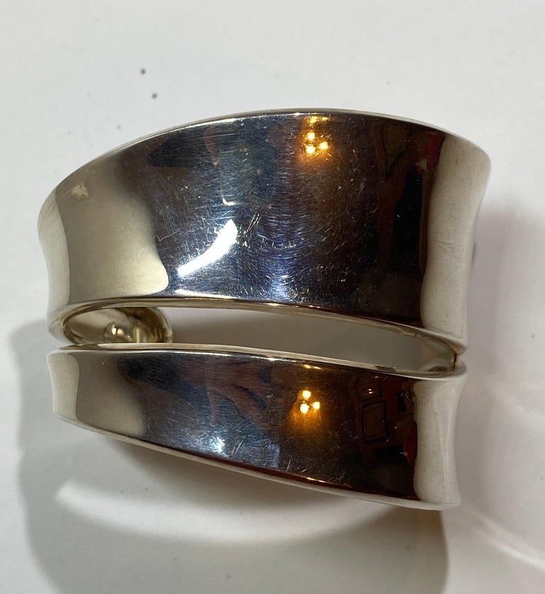 Three-Dimensional Yvone Christa Polished Sterling Silver Cuff Bracelet ...