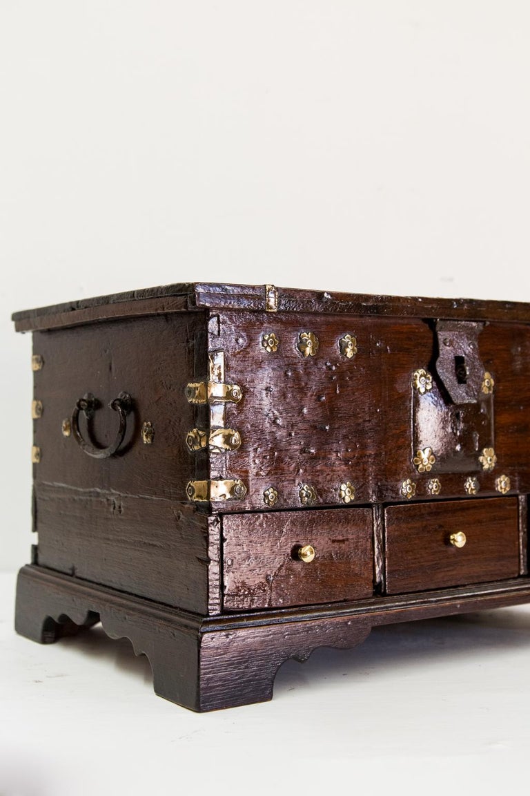 Three-Drawer Brass Bound Chest For Sale at 1stDibs