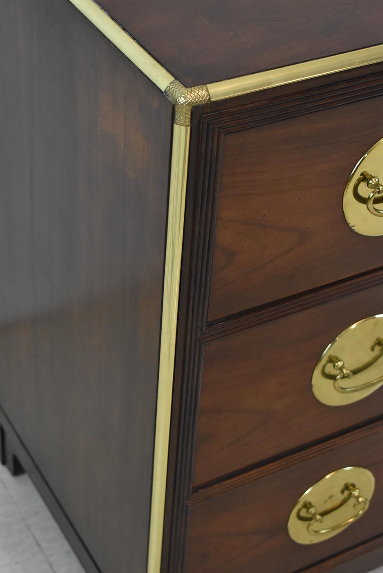 Three-Drawer Cherry and Brass Asian Style Chest by Baker Furniture ...