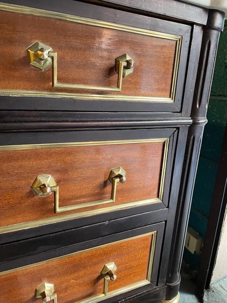 Three Drawer Elm Wood with Ebonized Frame Commode, France, 1980s For ...