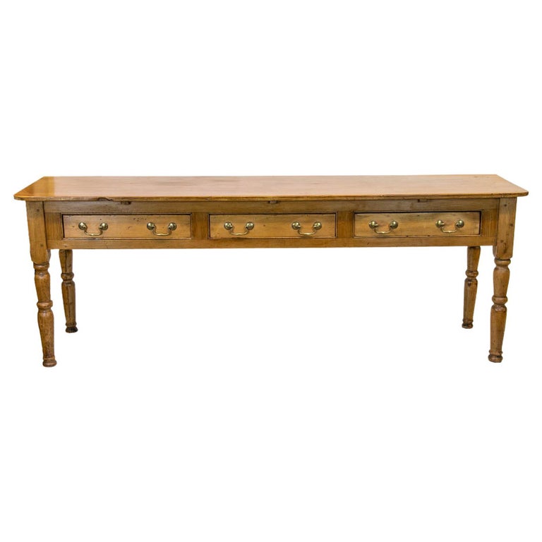 Three Drawer Pine Side Table For Sale at 1stDibs