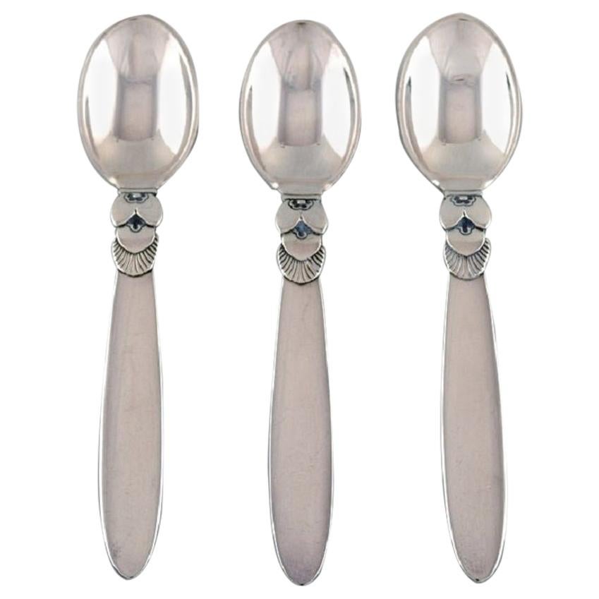Three Early Georg Jensen Cactus Coffee Spoons in Sterling Silver at 1stDibs