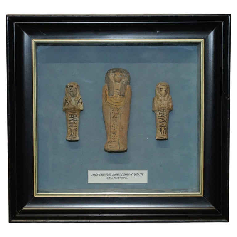 THREE EGYPTiAN FRAMED 1500 BC 18TH DYNASTY DIER EL MEDINA SANDSTONE ...