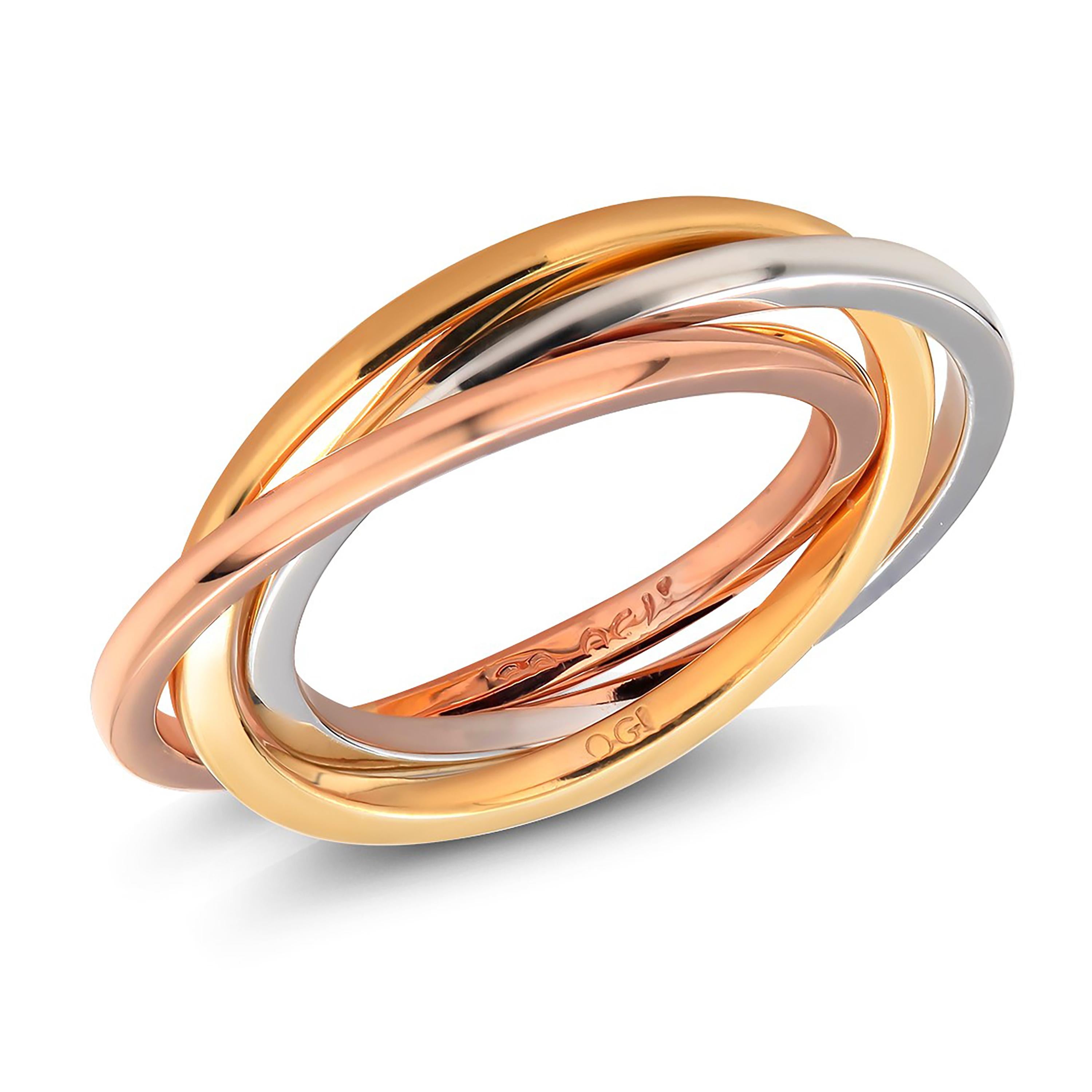 Three Eighteen Karat Tri Color Rolling Ring Band For Sale at 1stDibs ...