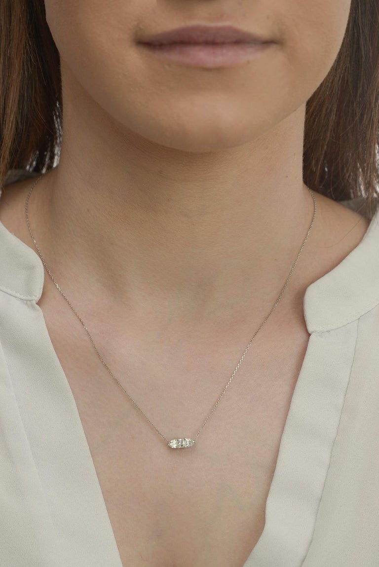 Three Fancy Diamond Horizontal Necklace For Sale at 1stDibs