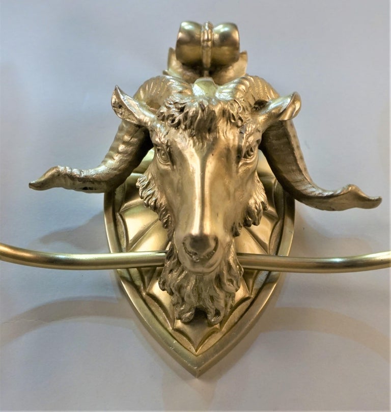French Bronze Rams Head Wall Sconce For Sale at 1stDibs