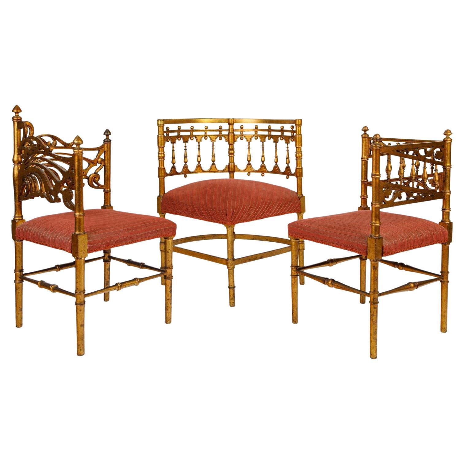 Art Nouveau Walnut Corner Armchair For Sale at 1stDibs