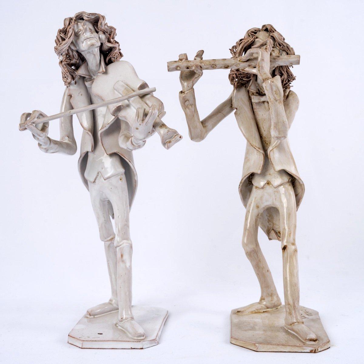 Three Glazed Ceramic Figurines - Dino Bencini - Period: 20th Century at ...