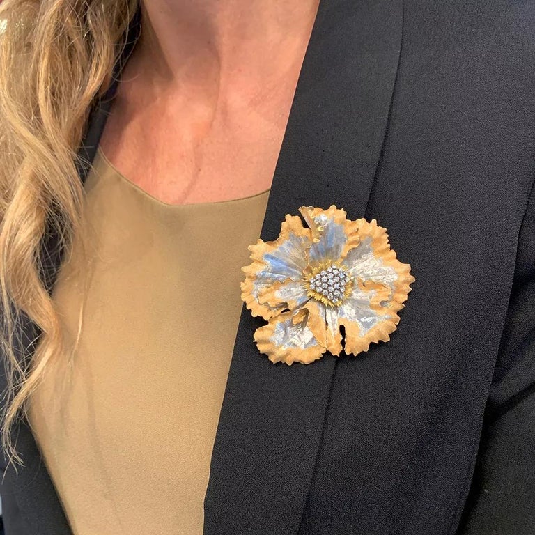 Three Golds Buccellati "Prestigio" Brooch, Pendant, Diamonds at 1stDibs