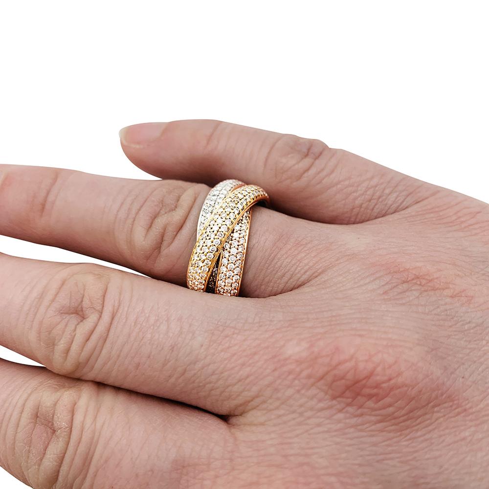 Three Golds Cartier "Trinity" Ring, Diamonds at 1stDibs | trinity ring ...