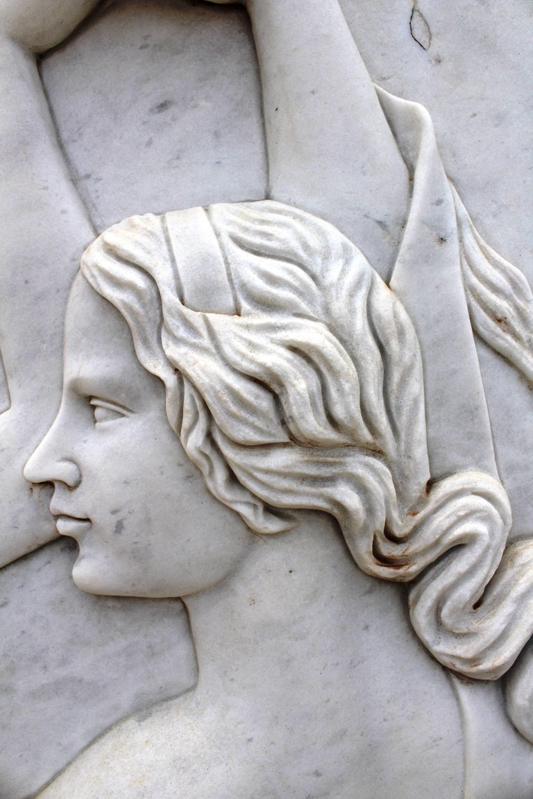 Three Graces Relief Hand-Carved in White Carrara Marble at 1stDibs