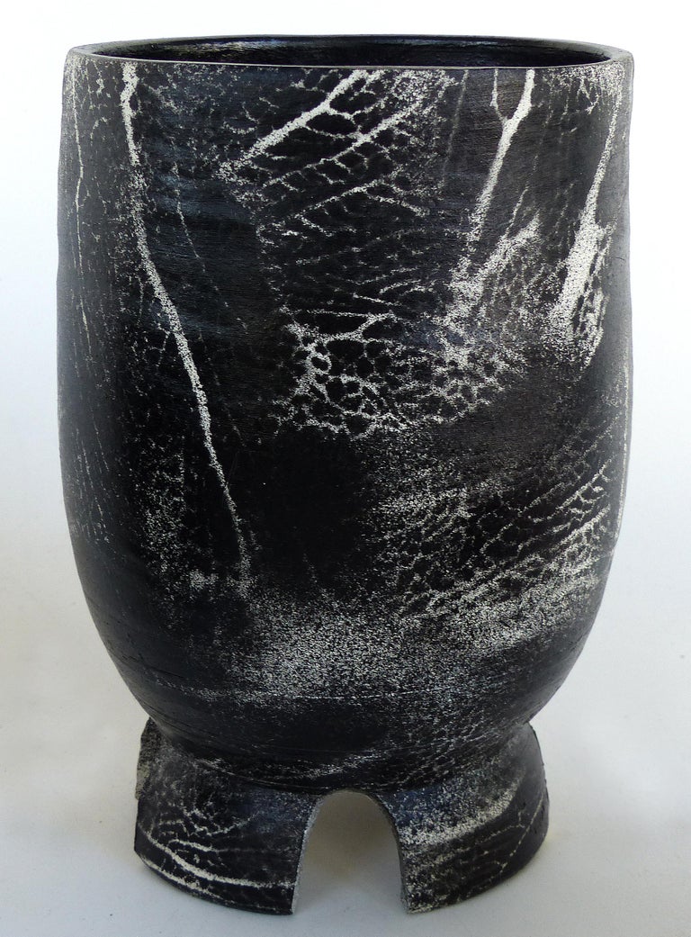 Three Hand Turned Ceramic Black and White Vessels by Ceramicist Gary ...