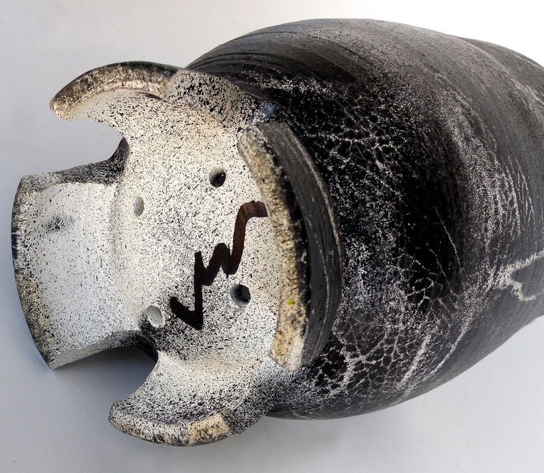 Three Hand Turned Ceramic Black and White Vessels by Ceramicist Gary ...