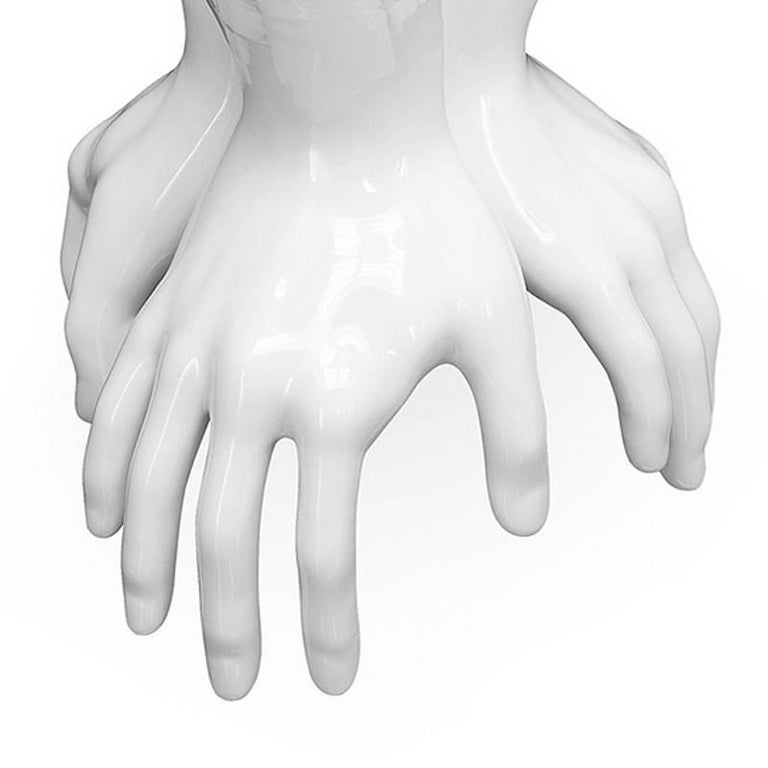 Three Hands Vase in White Ceramic For Sale at 1stDibs | hand vase ...