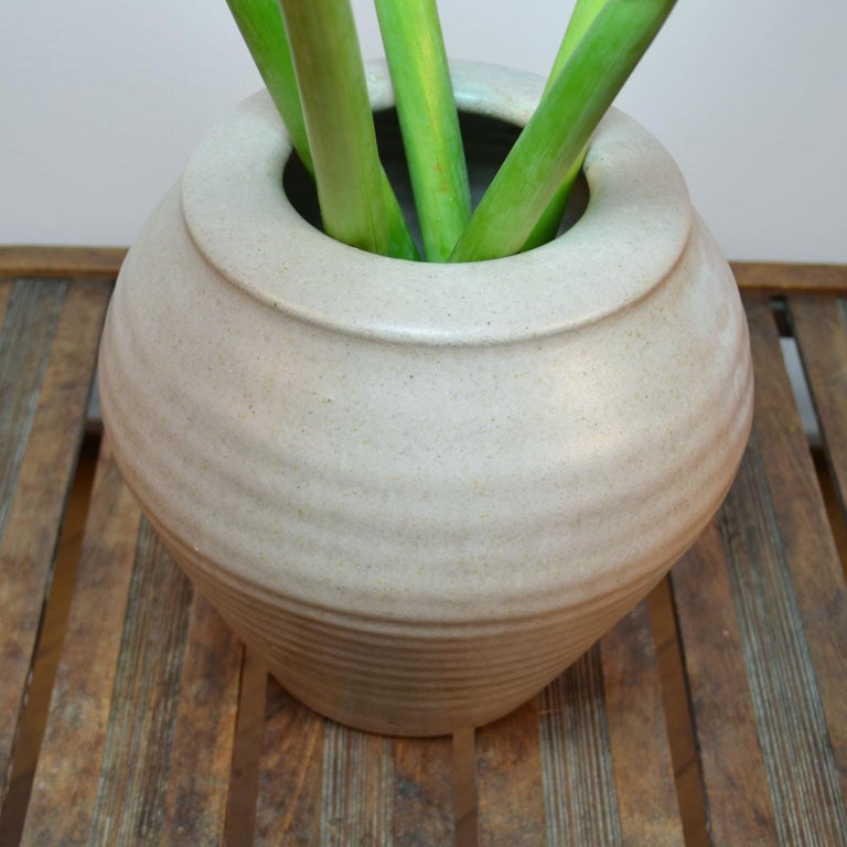 Three Ivory White 1980's Studio Pottery Vases For Sale at 1stDibs