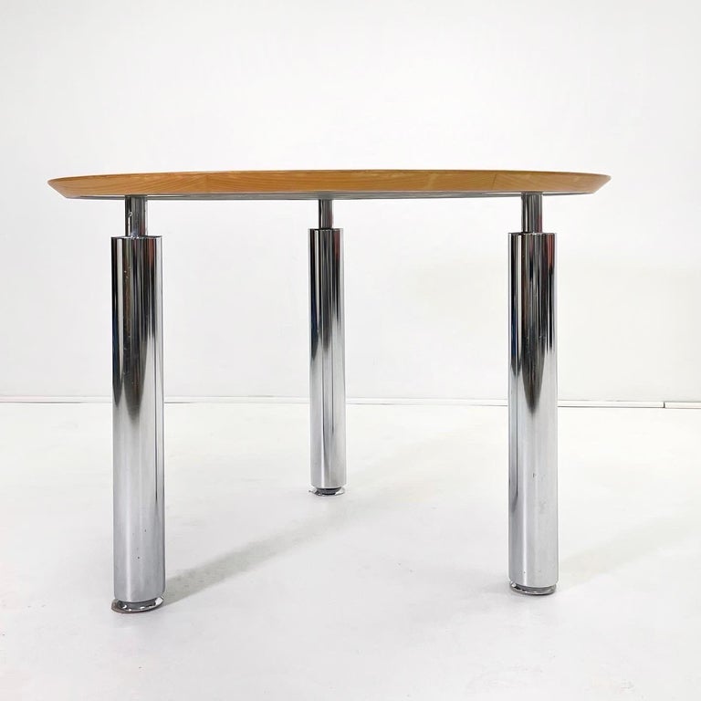Three Leg Chrome Dining Table For Sale at 1stDibs