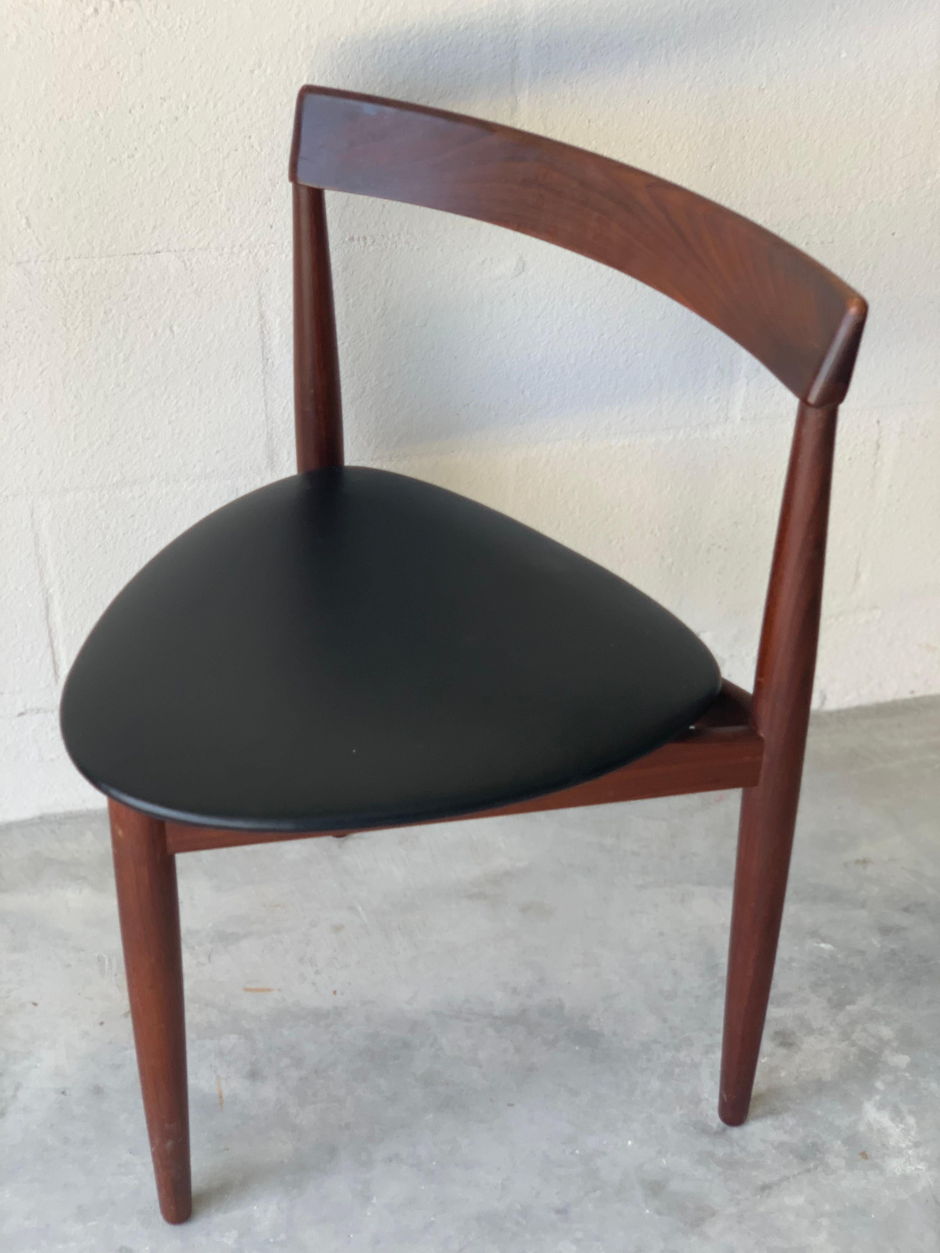 Three Legged Danish Modern Chair Walnut and Black Hans Olsen for Frem ...