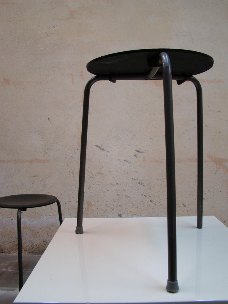 Three-Legged Danish Stacking Stool of Molded Plywood at 1stDibs