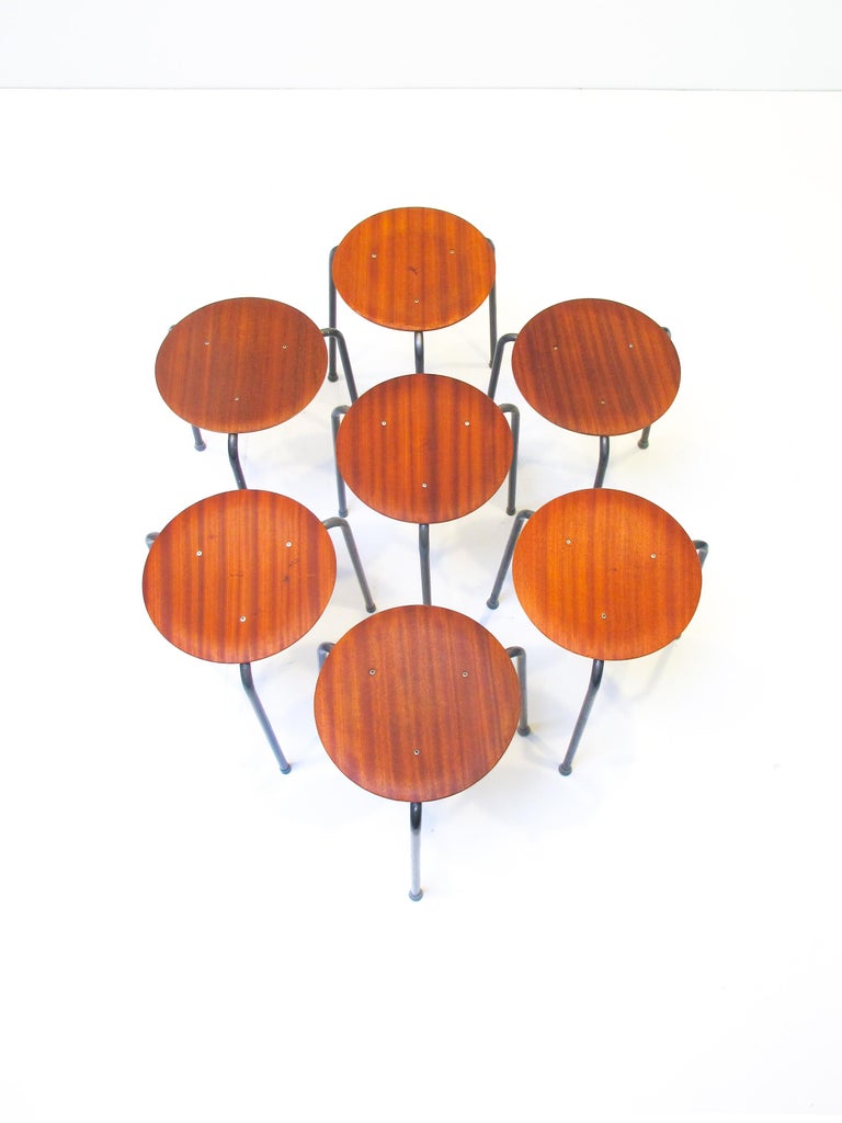 Three-Legged Stacking Stool with Molded Plywood Seatings, 1950s Denmark ...