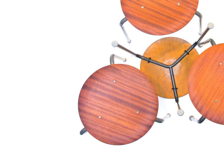 Three-Legged Stacking Stool with Molded Plywood Seatings, 1950s Denmark ...