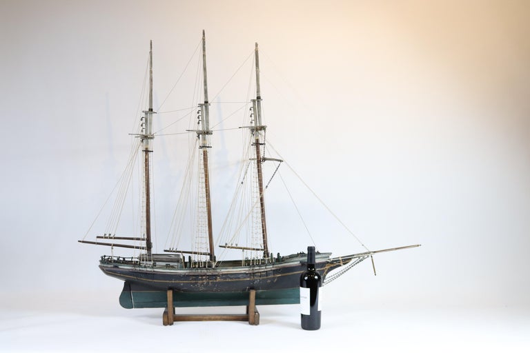 Three-Masted Folk Art Ship Model For Sale at 1stDibs