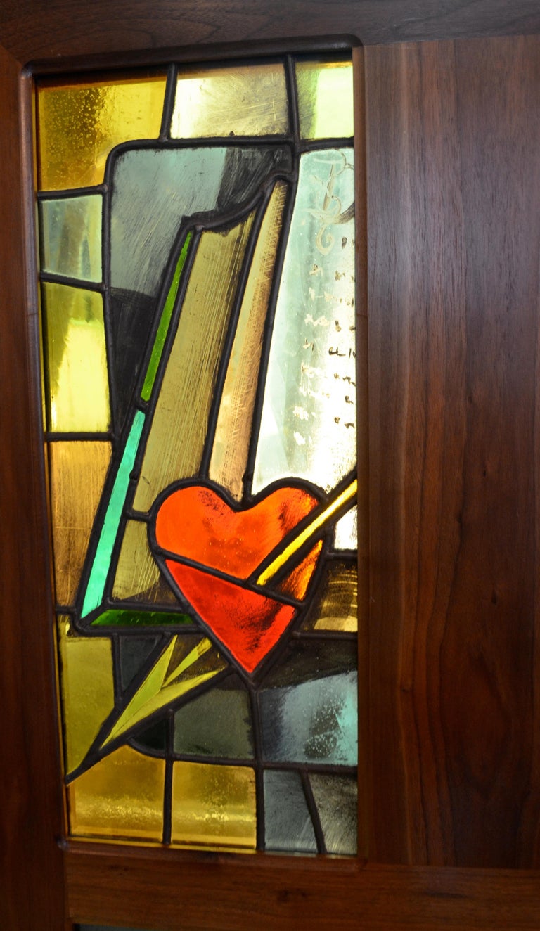 Three Matching Mid-Century Modern '1955' Stained Glass Windows by Max ...