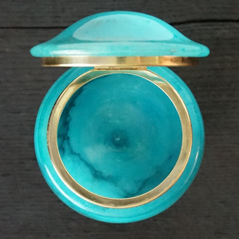 Three MCM Italian Alabaster and Brass Claw Dolphin Footed Lidded ...