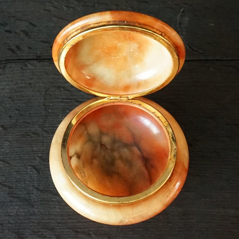 Three MCM Italian Alabaster and Brass Claw Dolphin Footed Lidded ...