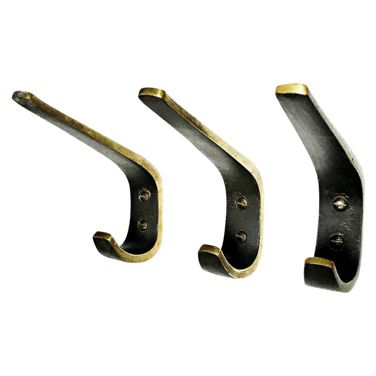 Three Mid-Century Modern Baller and Bosse Brass Wall Coat Hooks, 1950s ...