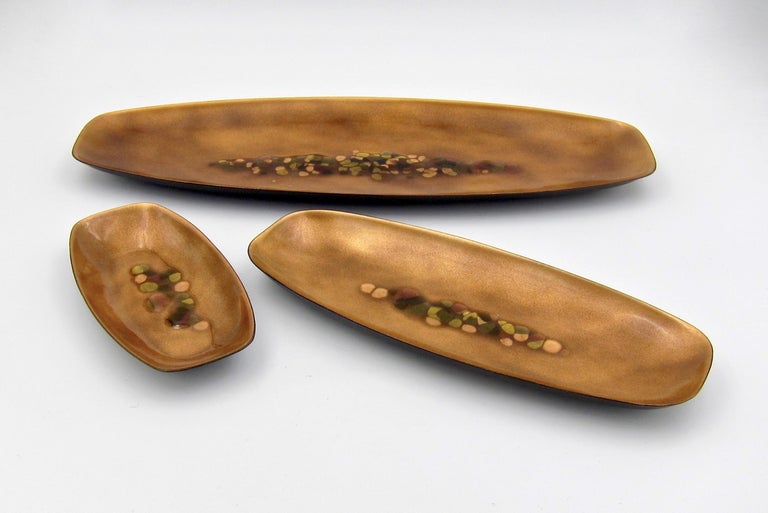Three Mid-Century Modern Enamel on Copper Trays at 1stDibs