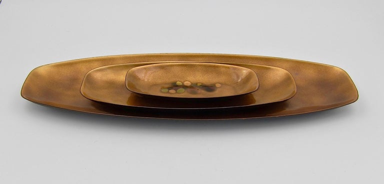 Three Mid-Century Modern Enamel on Copper Trays at 1stDibs