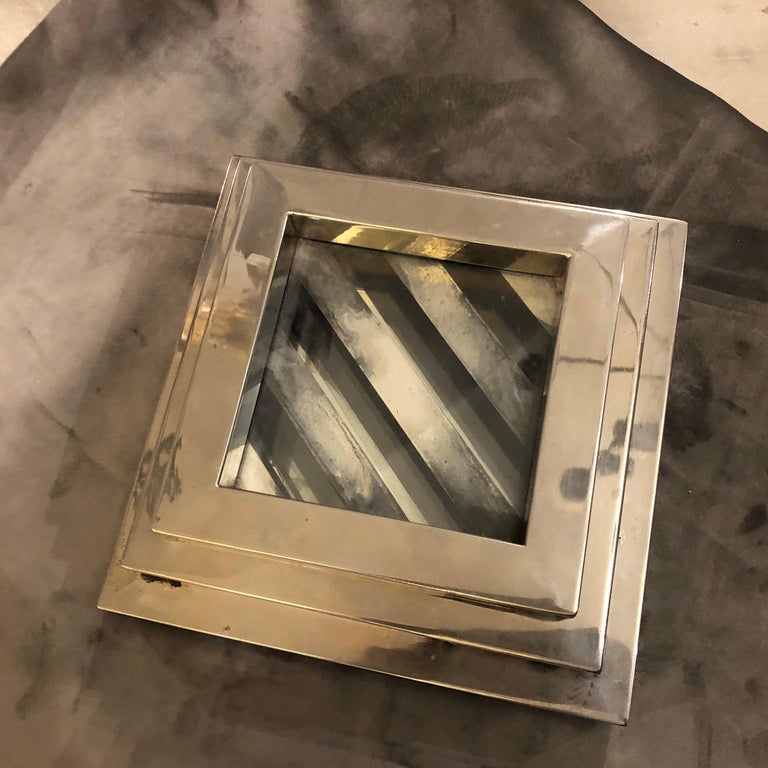 Three Mid-Century Modern Metal and Glass Square Stacking Trays, circa ...