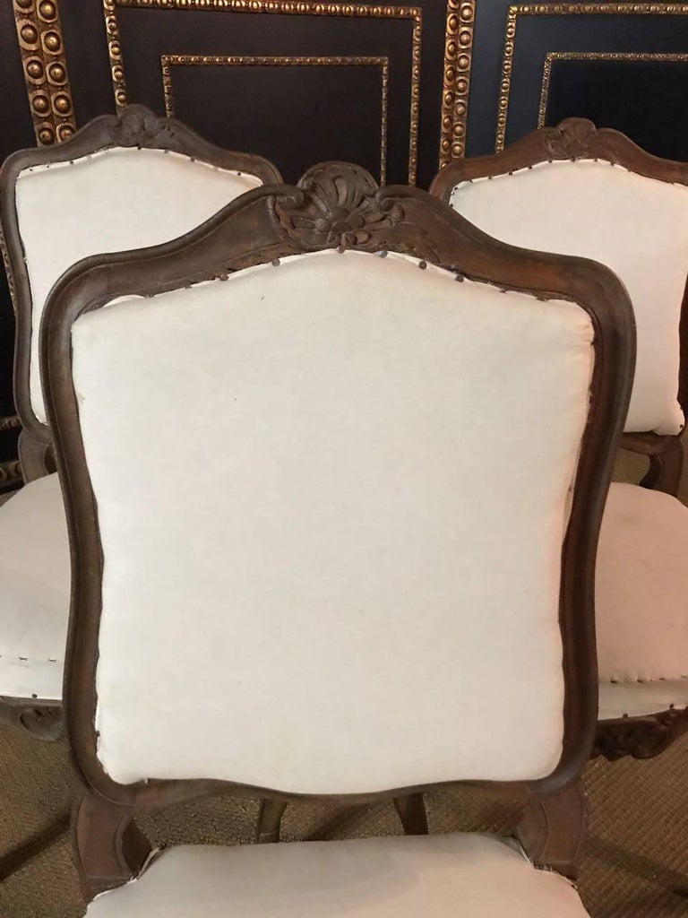 Three Original Antique Baroque Chairs, circa 1740 Solid Walnut Wood ...