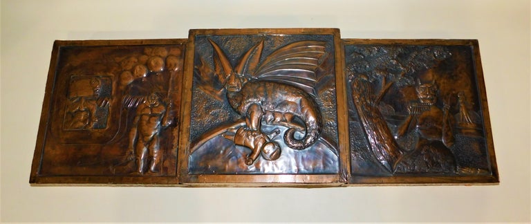 Three Original Hand-Hammered Copper Metal Wall Art Decoration Panels ...