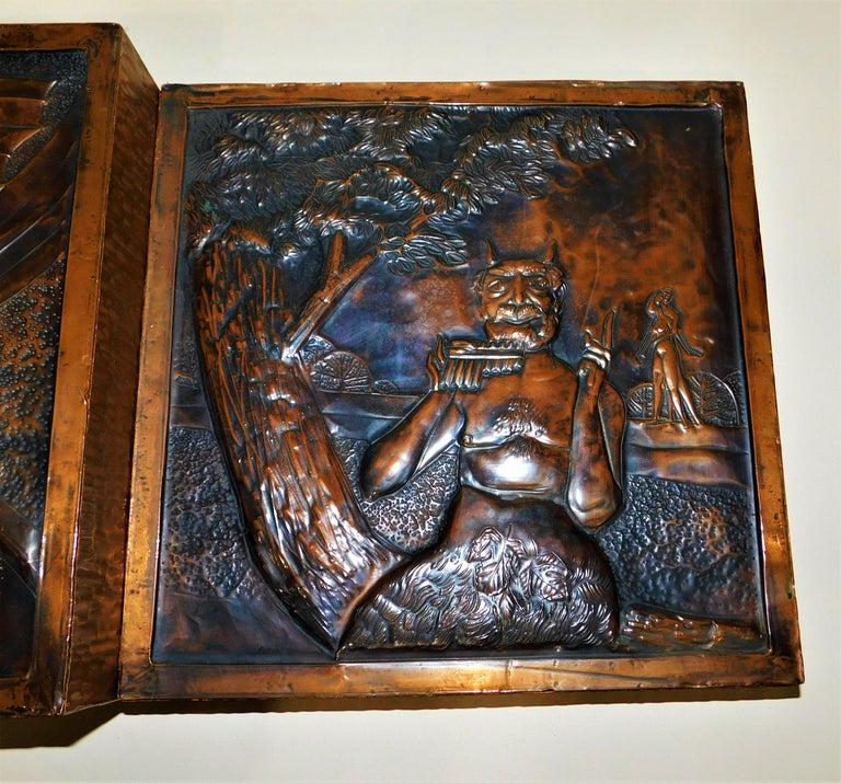 Three Original Hand-Hammered Copper Metal Wall Art Decoration Panels ...