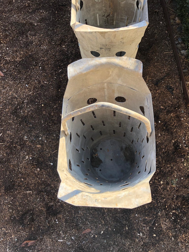 Two Pairs of French Perforated Zinc Florist Pots with Handles For Sale ...