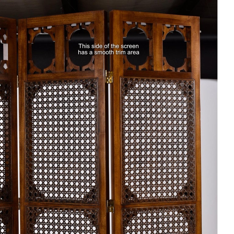 Three-Panel Caned 1970s Room Divider Reversible Double-Hinged Folding ...