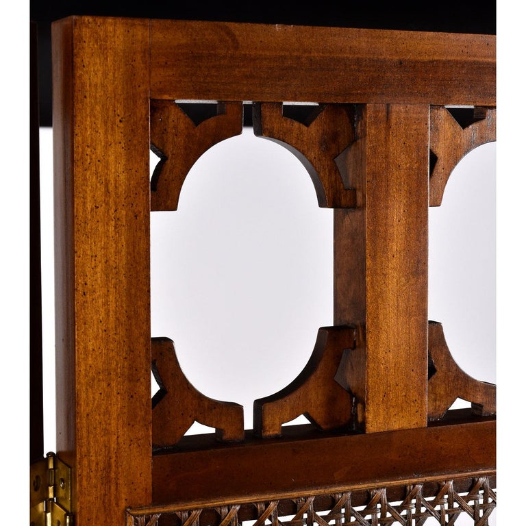 Three-Panel Caned 1970s Room Divider Reversible Double-Hinged Folding ...