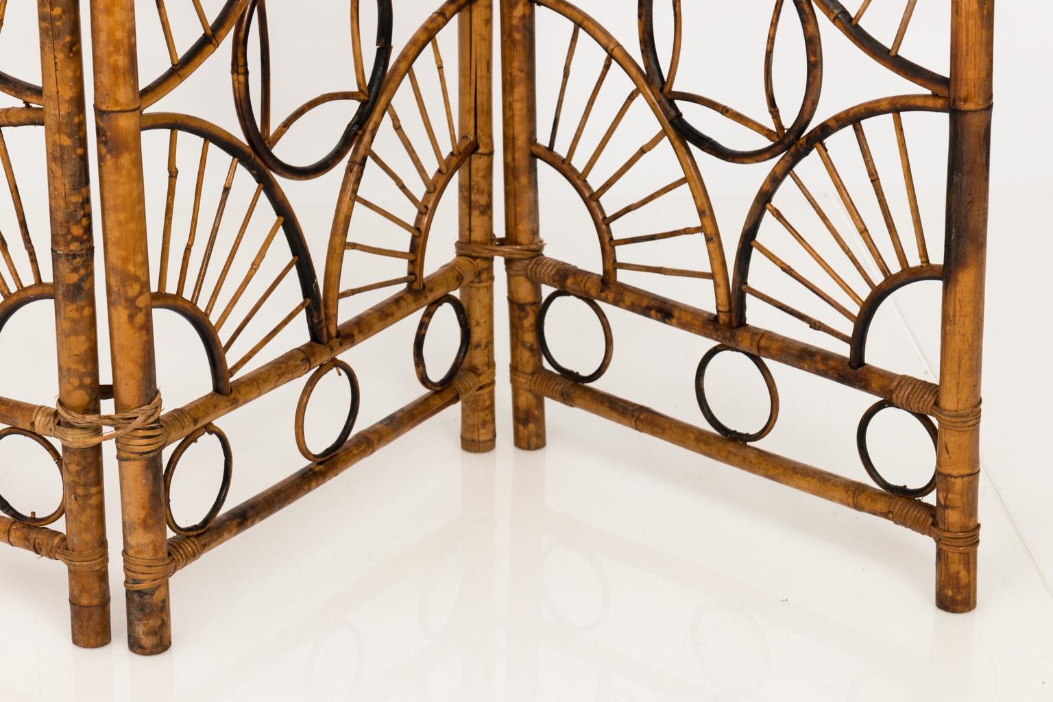 Three-Panel Foldable Bamboo Screen, circa Mid-20th Century at 1stDibs