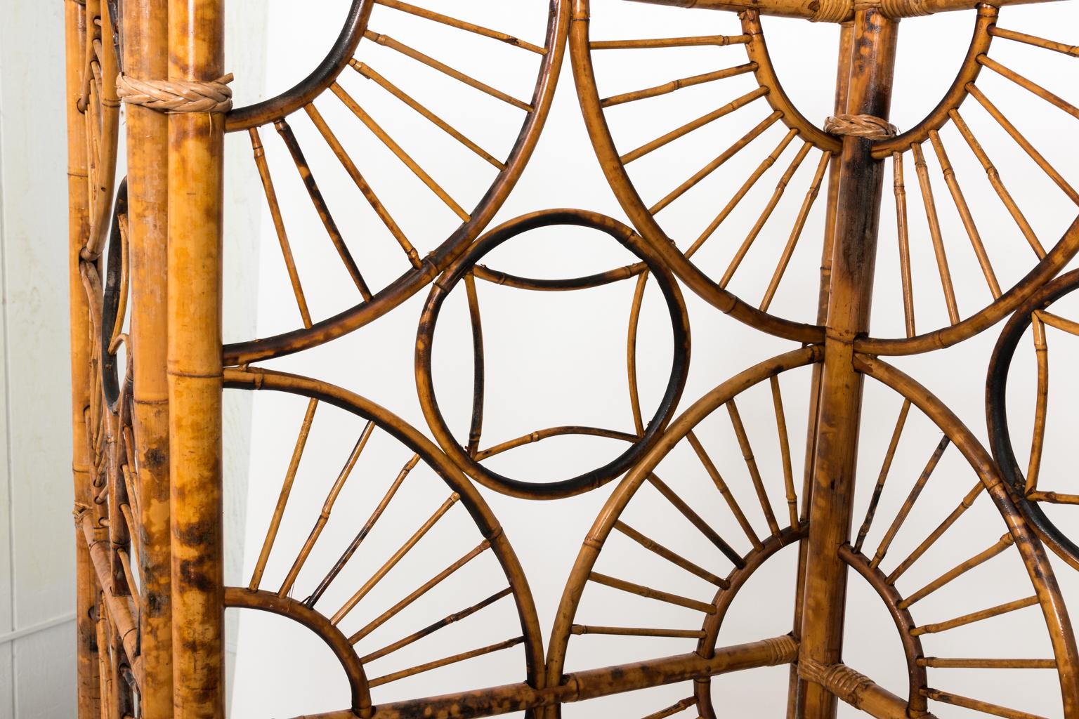 Three-Panel Foldable Bamboo Screen, circa Mid-20th Century at 1stDibs