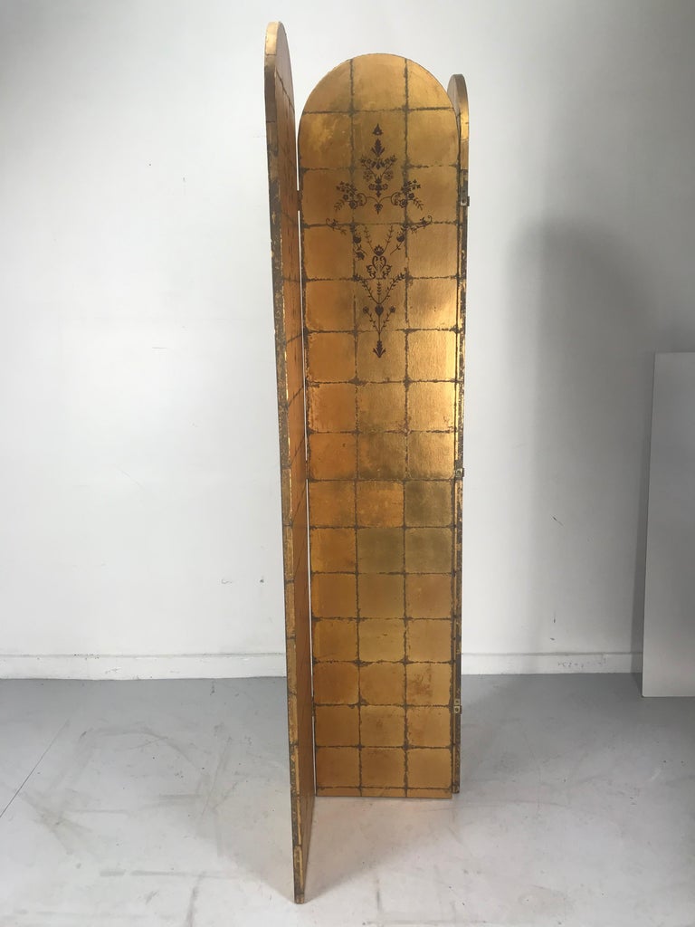 Three-Panel Gold Leaf Arched Screen / Room Divider, Italy at 1stDibs ...