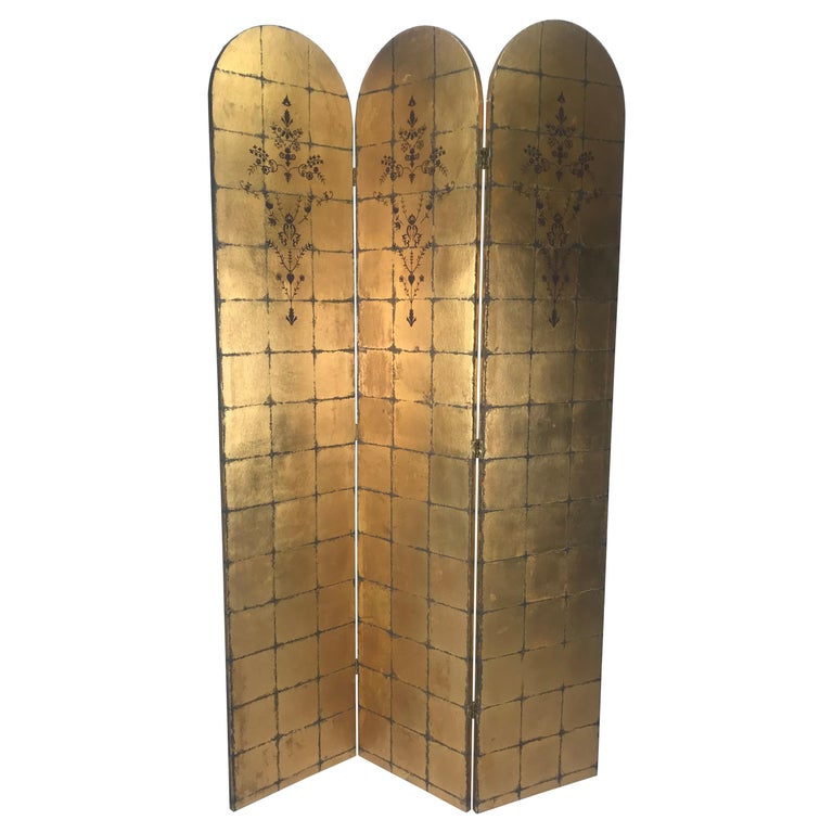 Three-Panel Gold Leaf Arched Screen / Room Divider, Italy at 1stDibs ...