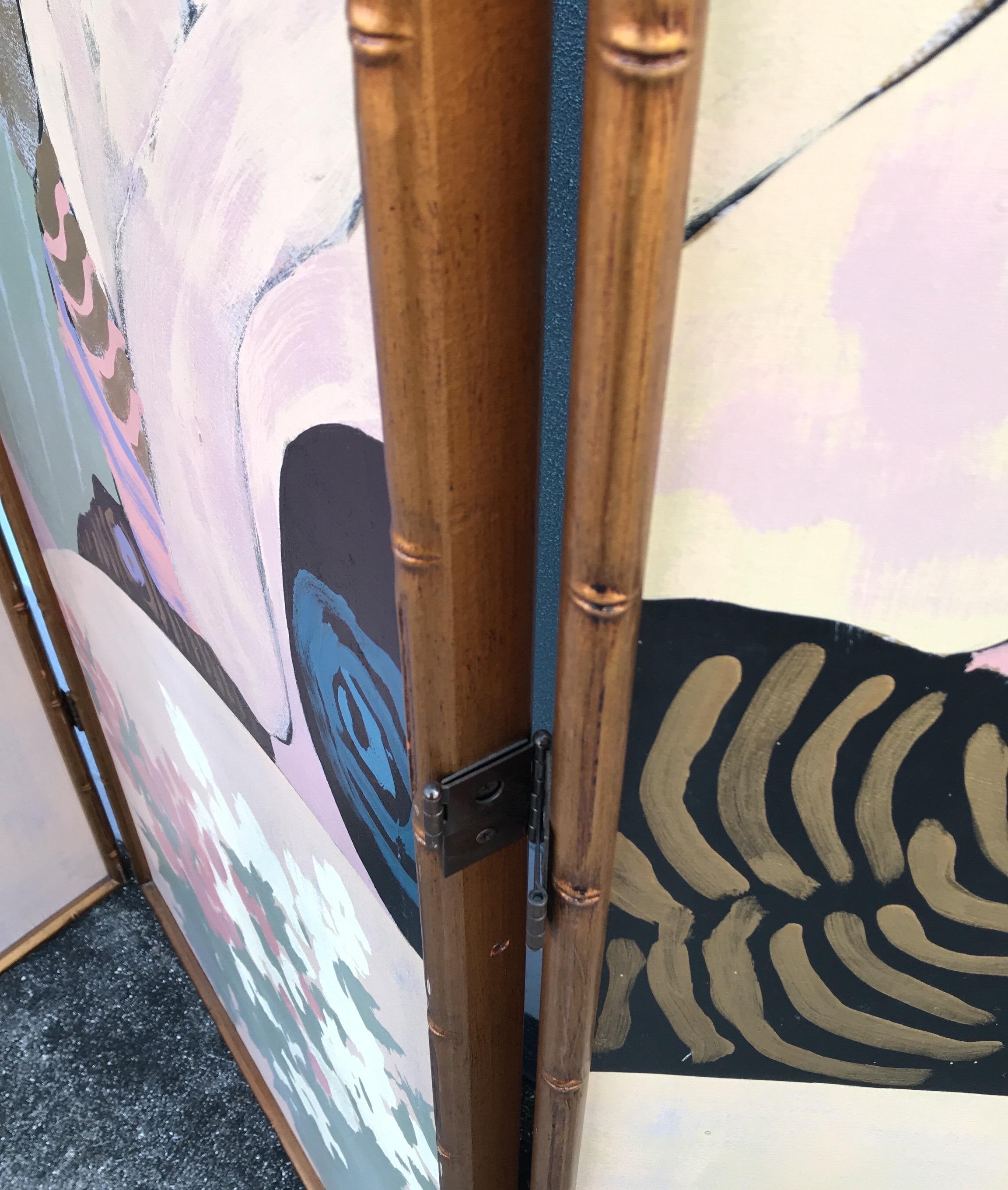 Three-Panel Painted Japanese Screen at 1stDibs | japanese panel ...