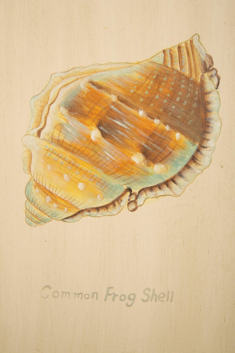 Three-Panel Painted Sea Shell Screen For Sale at 1stDibs